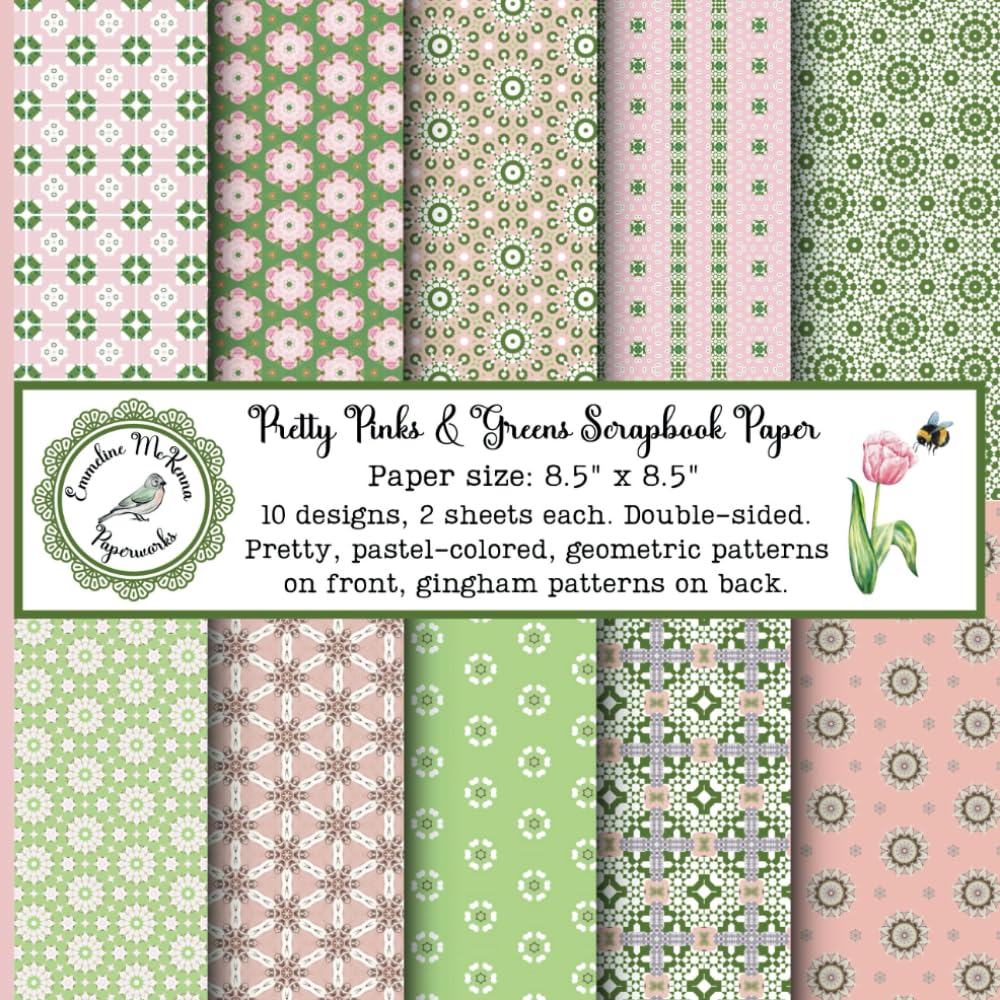 Pretty Pink and Green Scrapbook Paper: Craft Paper Pad with Geometric ...