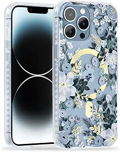 Amazon.com: SCORPIFY for iPhone 13 Pro Case [Compatible with MagSafe] with Blue Nemophila Floral ...