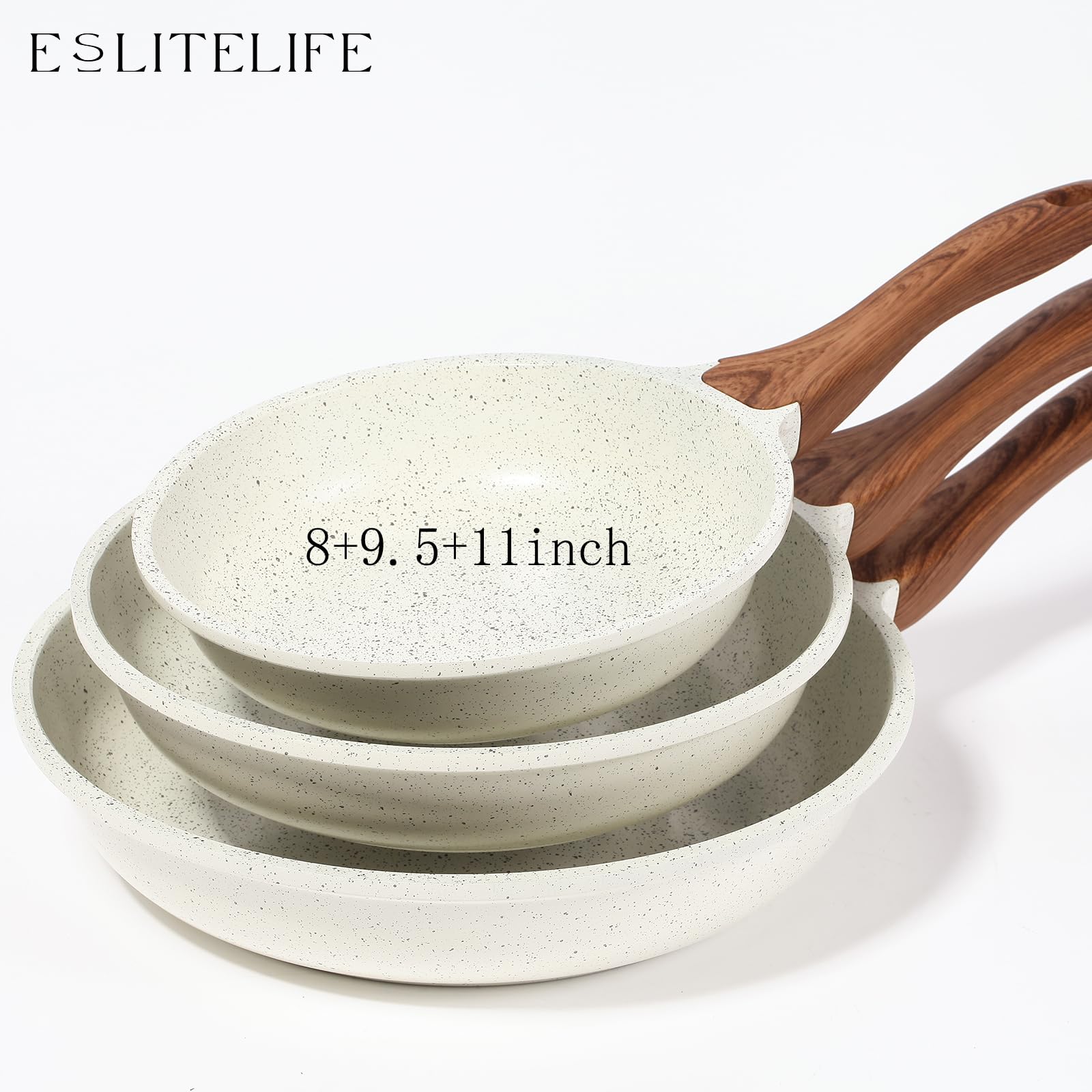 ESLITE LIFE Frying Pan Set Nonstick Skillet Set Egg Omelette Pans ...