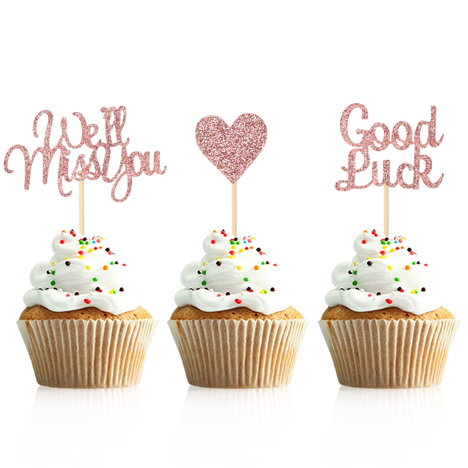 Buy 12pcs We'll Miss You Good Luck Cupcake Toppers Job Change ...