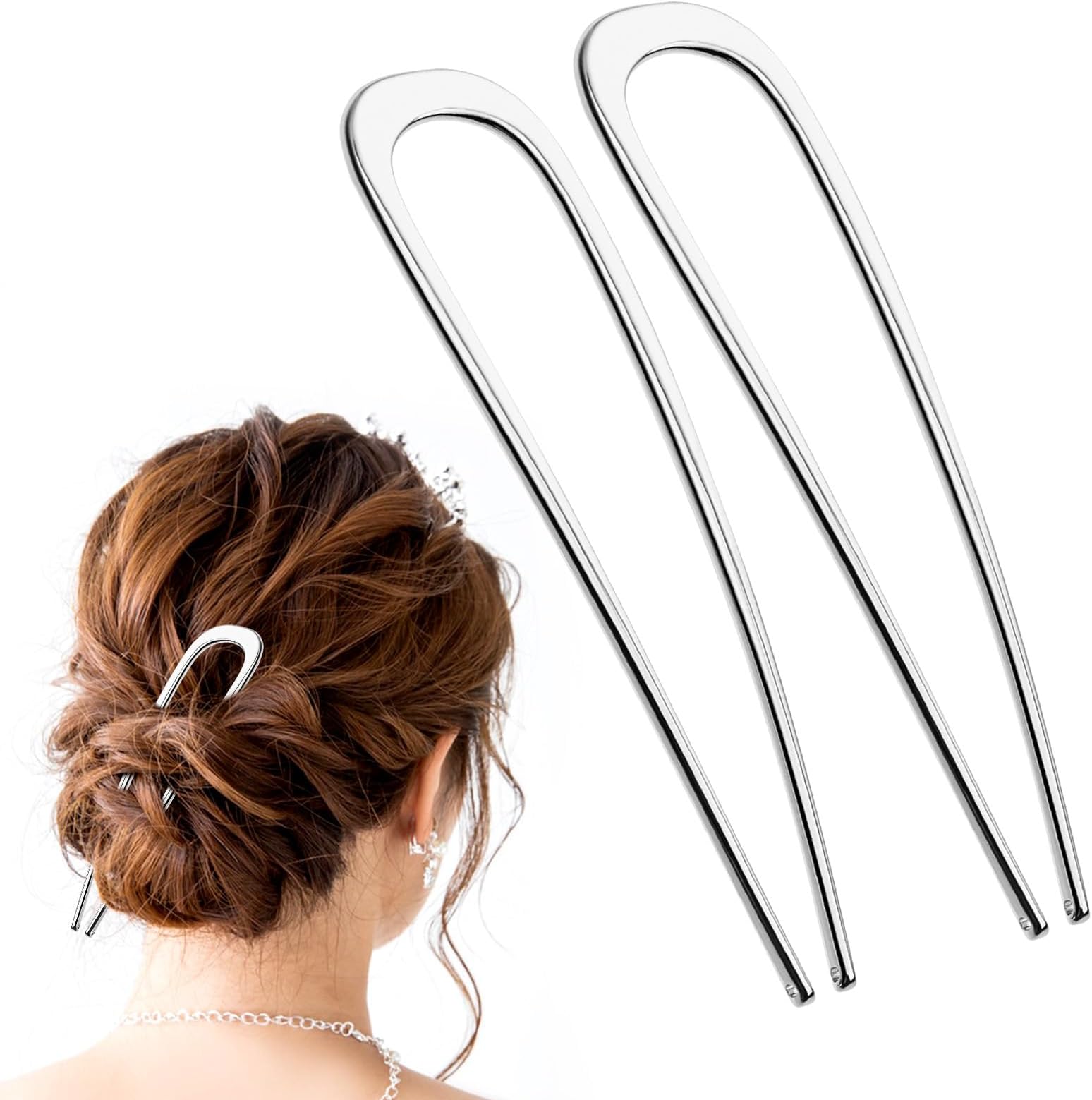 Amazon.com : 2Pcs French Hair Pins Large Metal French Pin U-Shaped Hair ...