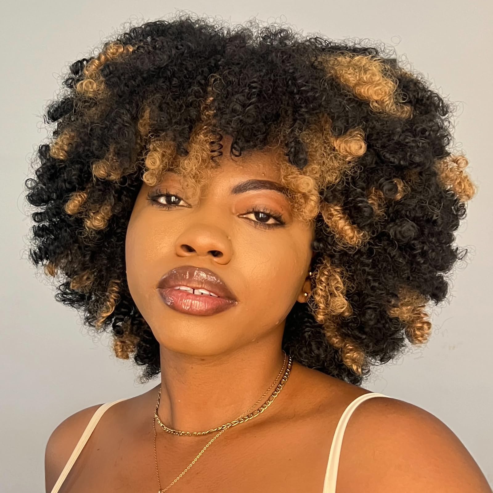 ToyoTress Short Afro Kinky Curly Wigs - 12 Inch Shoulder Length Ombre ...