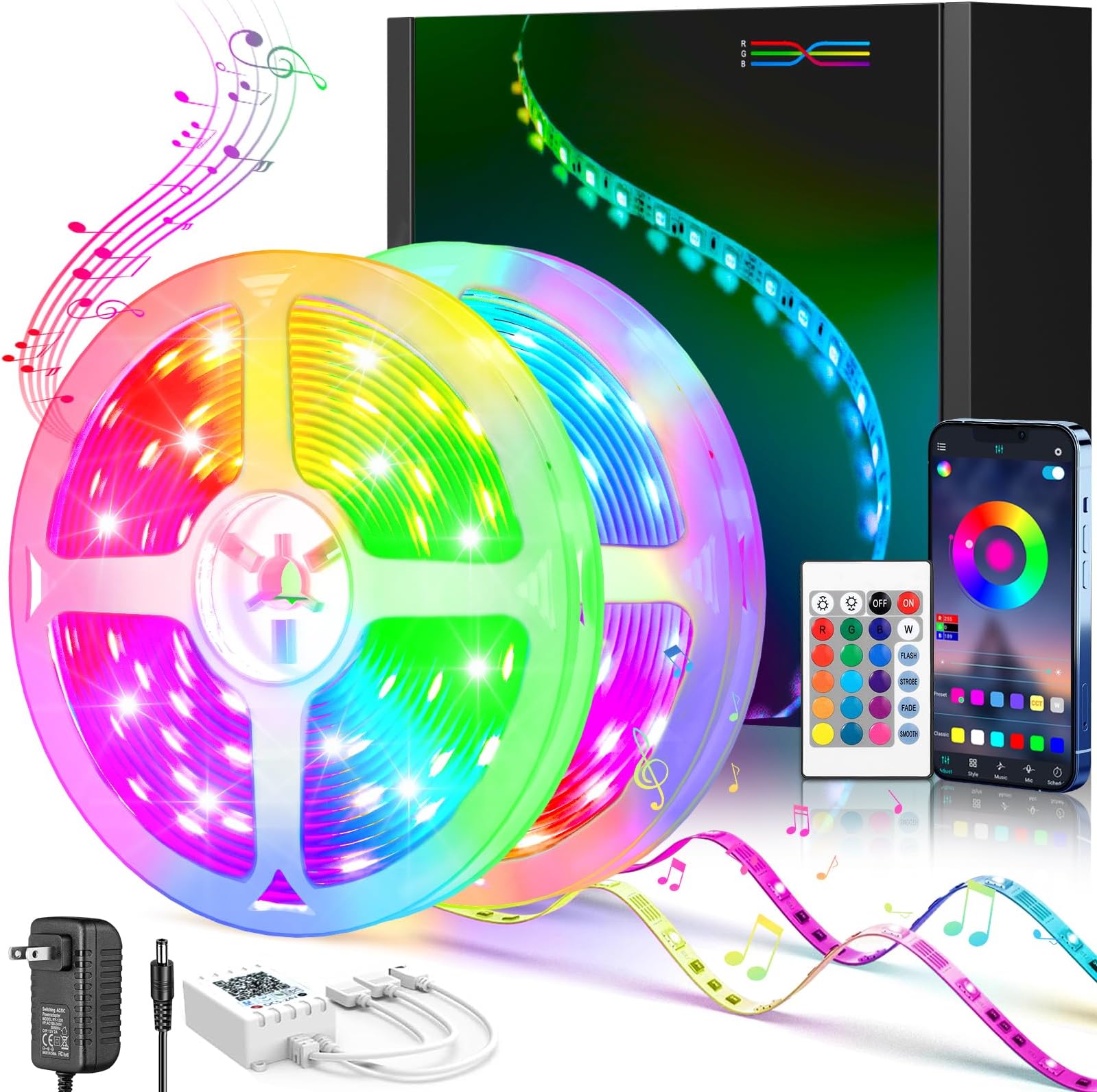 HIFILUZ 20M Luces LED para Cuarto 5050 Bluetooth Tira Led 20 Metros 360 ...