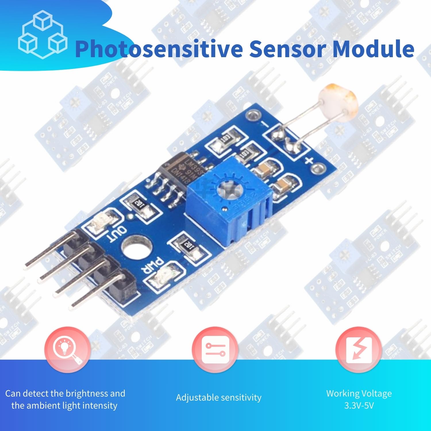 Snapklik.com : 3PCS Photosensitive Sensor Module 4 Pins 3.3-5V Light ...
