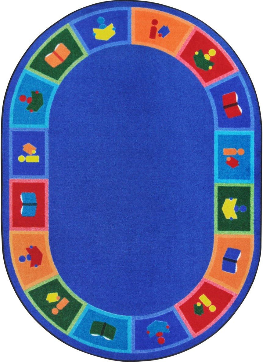 Amazon.com: Joy Carpets Library Blocks Rug, Multi, 7'8" x 10'9" Oval ...