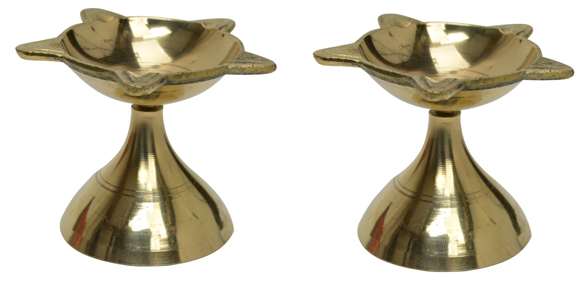 Set Of 2 Brass Five Wick Bati Nanda Diya Pooja | Desertcart INDIA