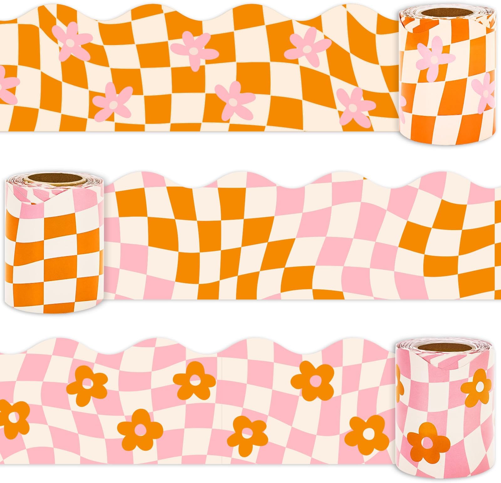 Amazon.com : Whaline 98.4ft Retro Groovy Bulletin Board Borders Pink ...