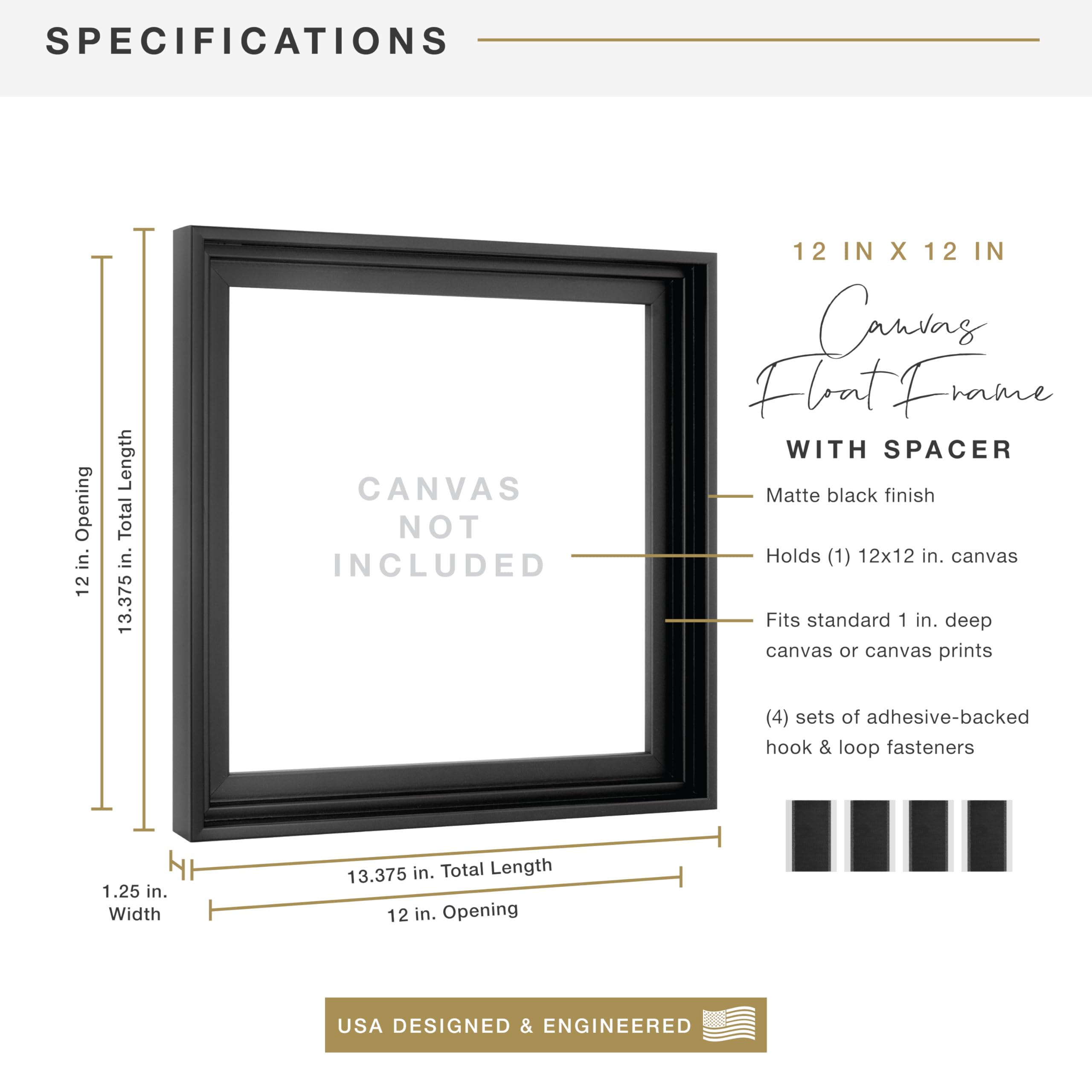 Snapklik.com : MCS Canvas Float Frames 12x12 Frame, Black Square Frame ...