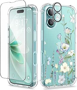 GVIEWIN Compatible with iPhone 16 Case 6.1" 2024, with Screen Protector & Camera Lens Protector ...