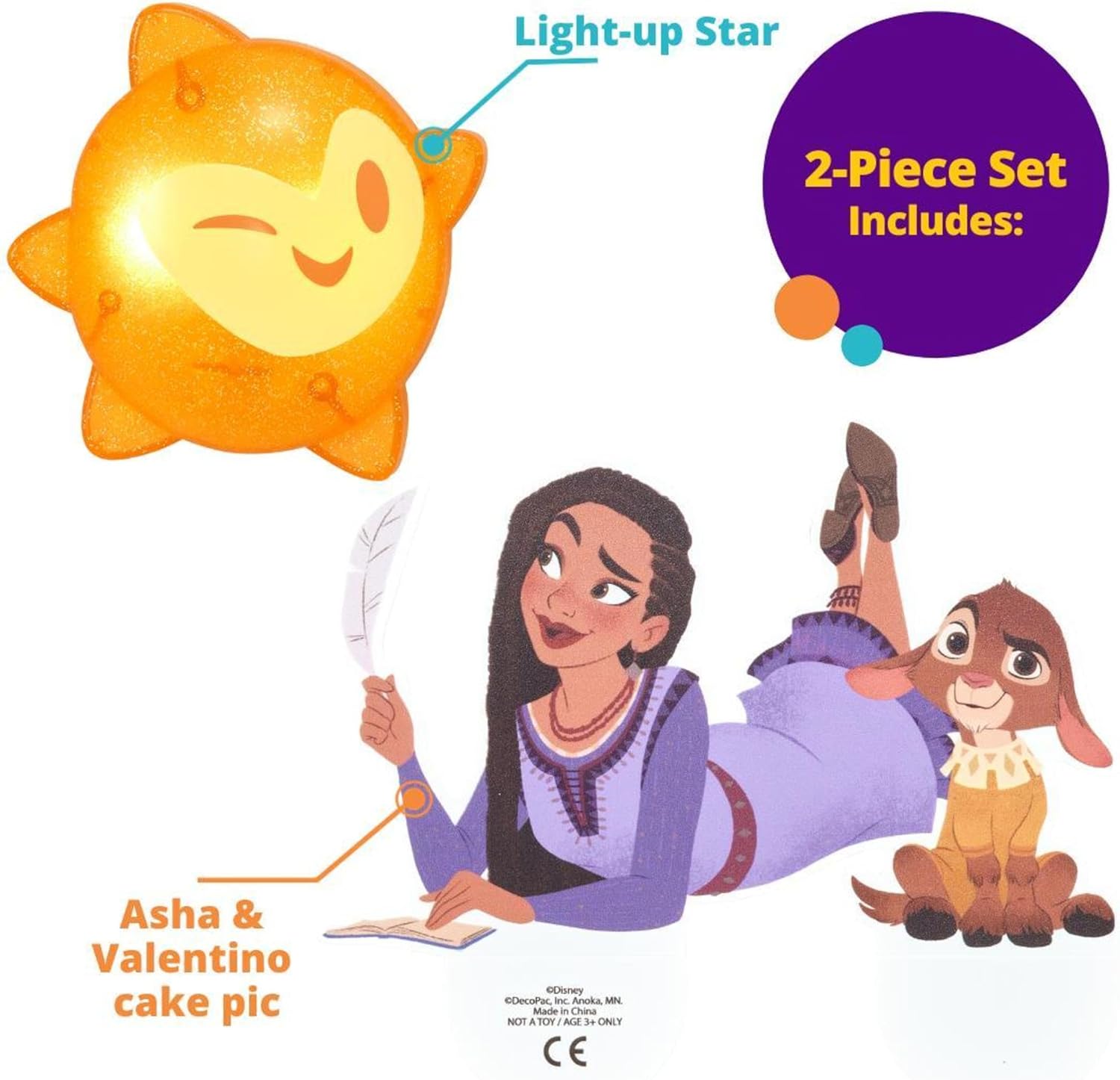 DecoSet Disney Wish Shining Star Cake Topper, juego de decoración de 2 ...