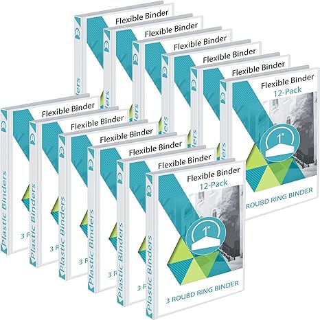 Amazon.com : Fulmoon 12 Pcs Economy View 3 Ring Plastic Binder 12.2 x 9 ...
