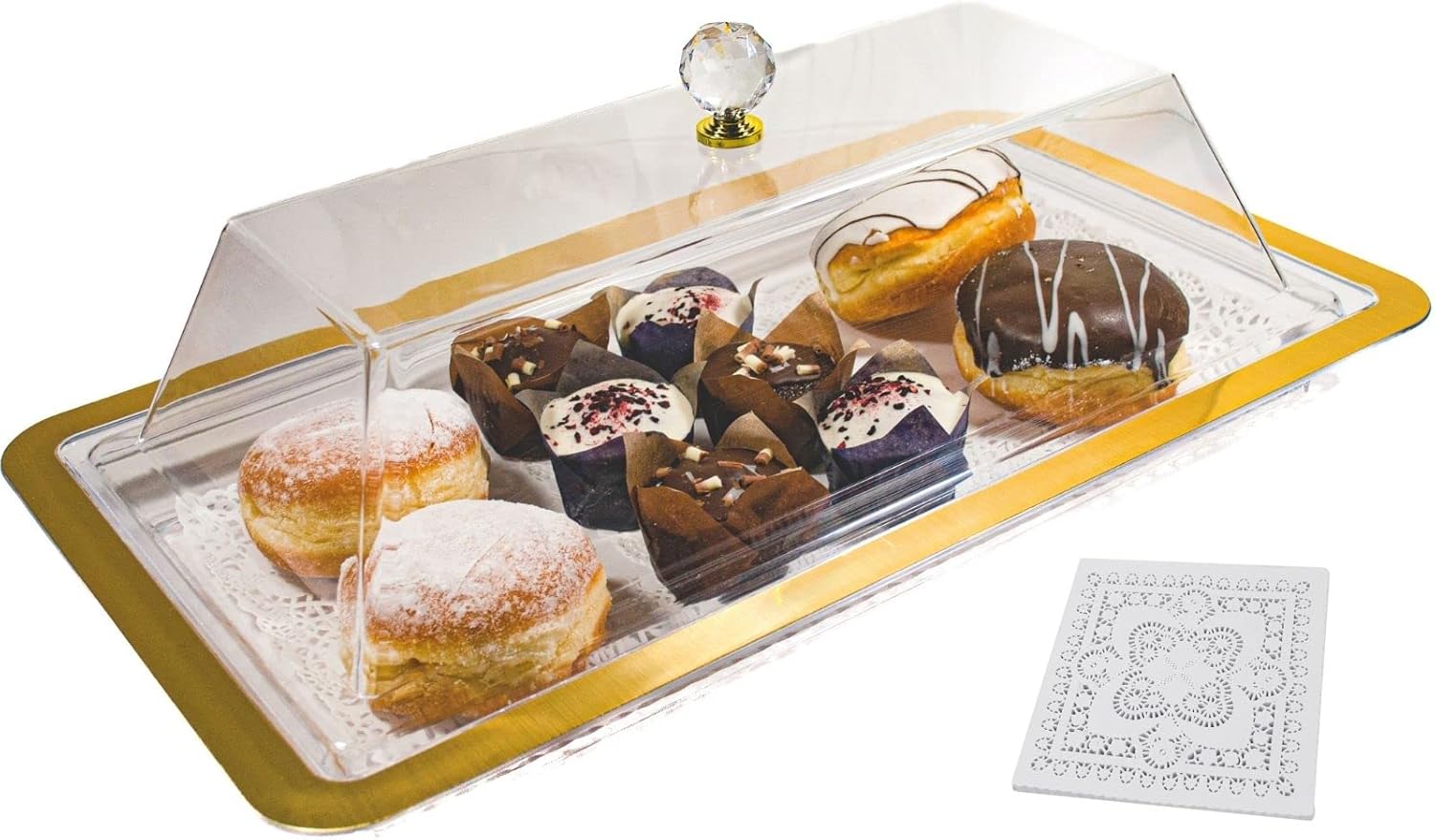 Amazon.com | Glitz Rectangle Acrylic Cake Stand with Dome Lucite ...