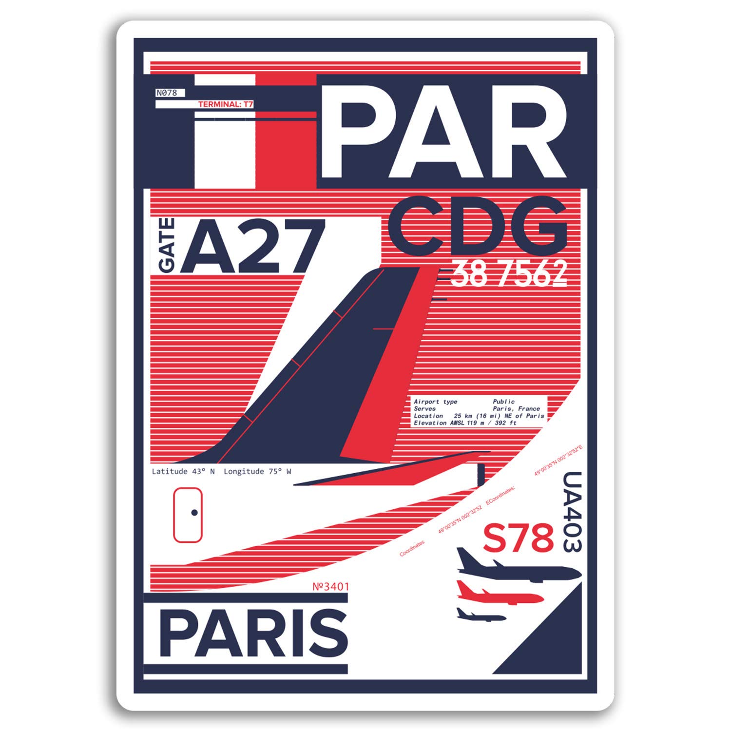 2 x 10cm Paris Airport Vinyl Stickers - France CDG Sticker Laptop ...