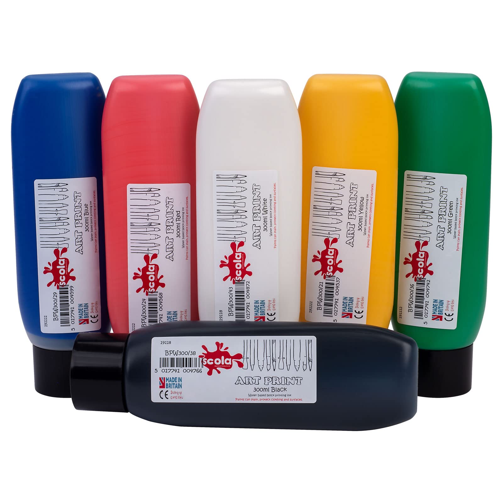 Lino Block Printing Ink Pack of 6 x 300ml Art Print Paint Set Assorted ...