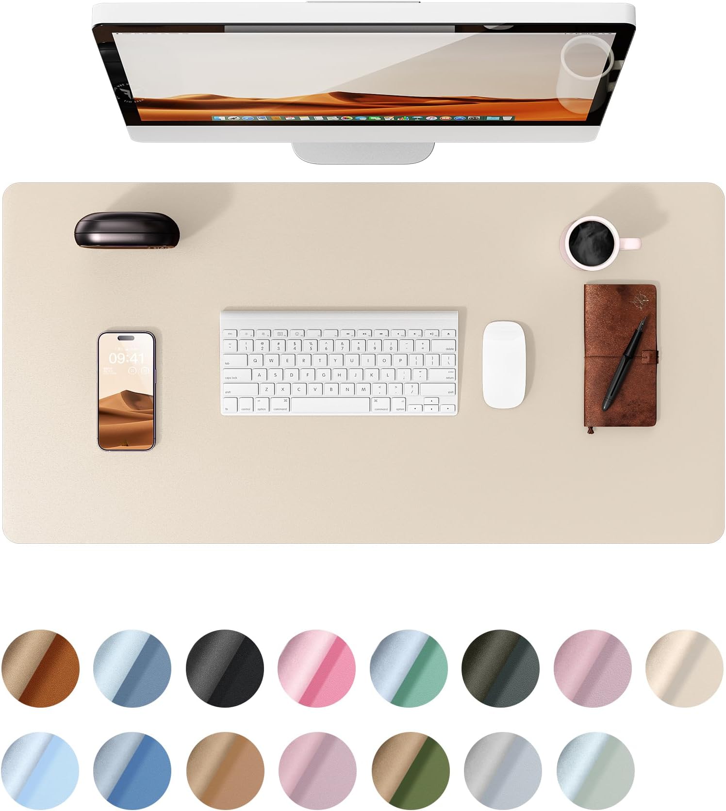 Amazon.com : DAWNTREES Dual Sided Desk Mat,Leather Desk Pad,Cork Desk ...