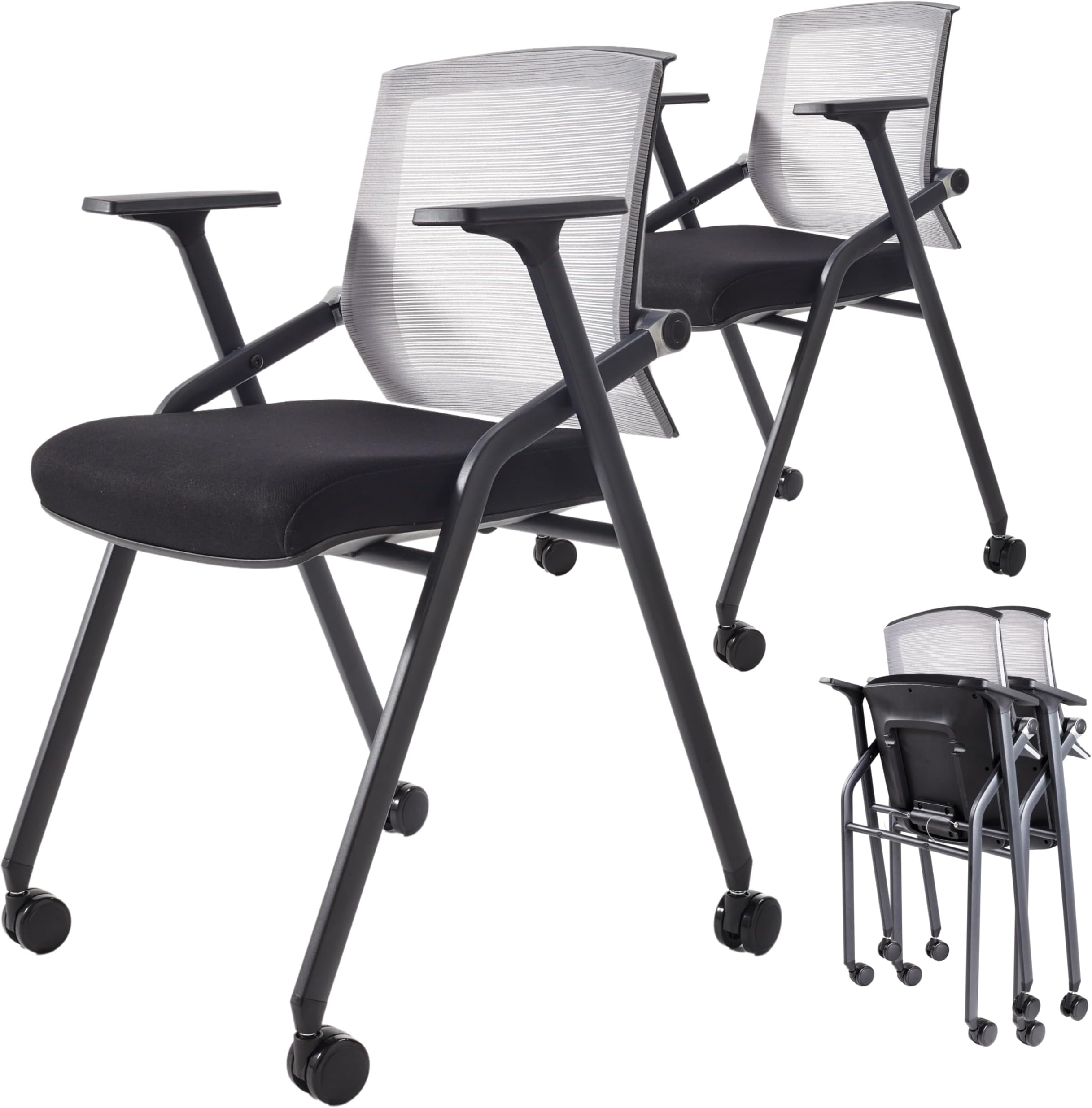 Amazon.com: BLANEDUO, 2 Pack Stackable Conference Room Chairs with ...