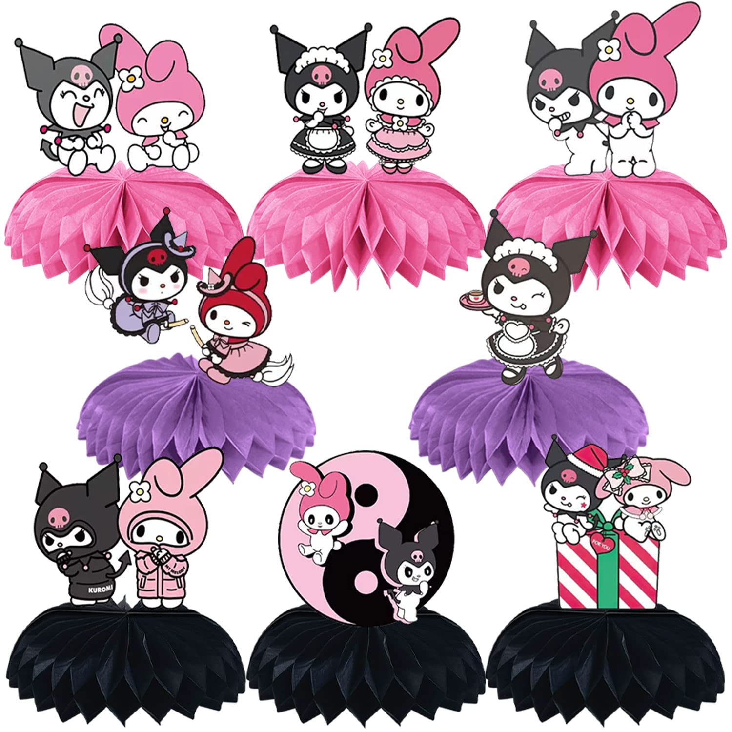 Buy 8Pcs Kuromi Birthday Party Supplies,Kuromi and Melody Theme Table ...
