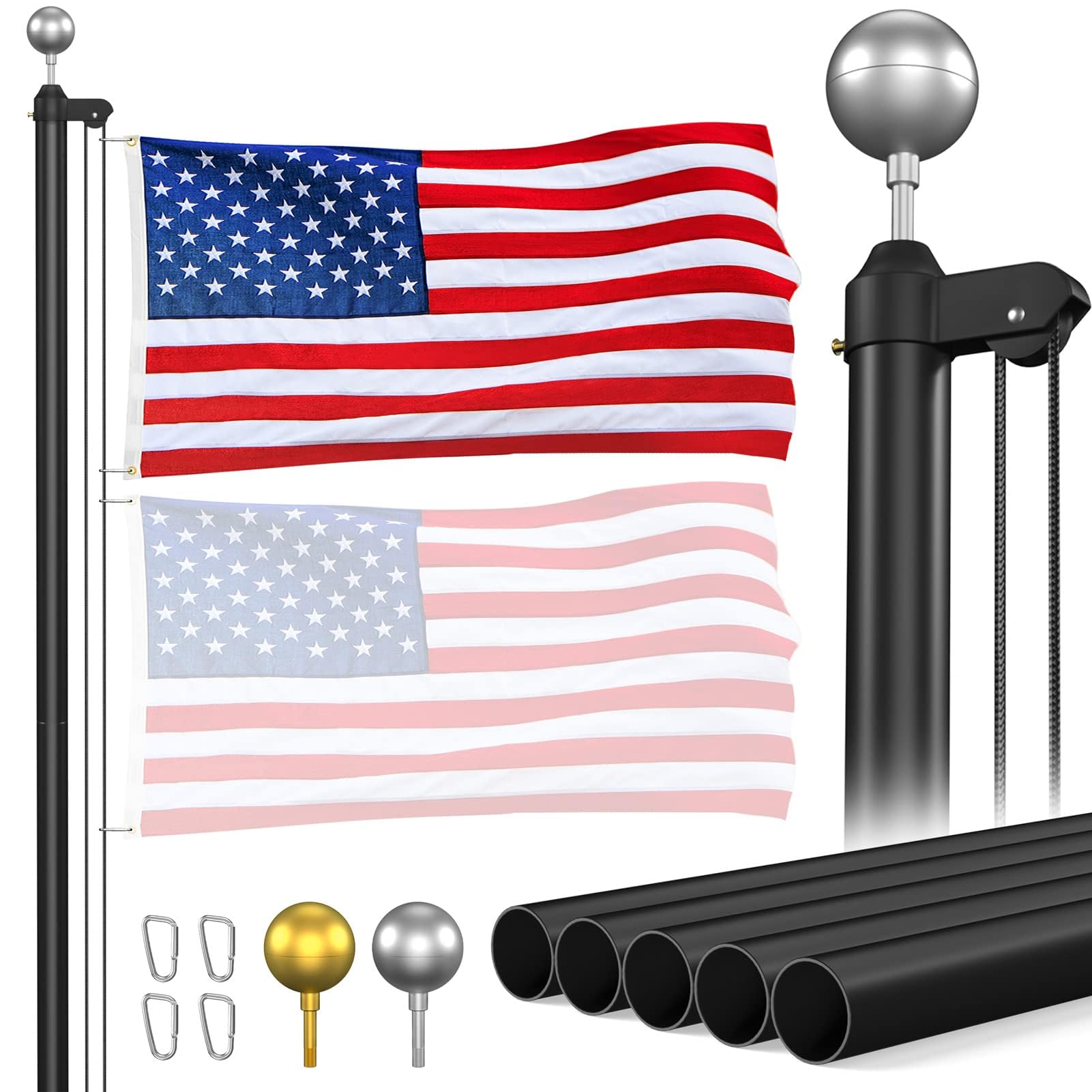 Amazon.com : Panta Flag Pole for Outside In Ground, 20FT Sectional Flag ...