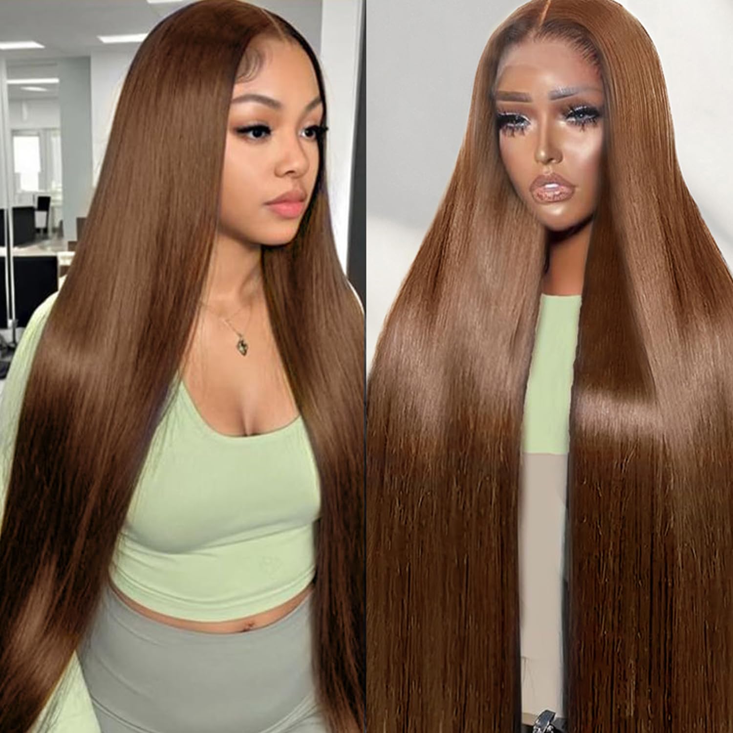 Amazon.com : Cypha Chocolate Brown Lace Front Wigs Human Hair Pre ...