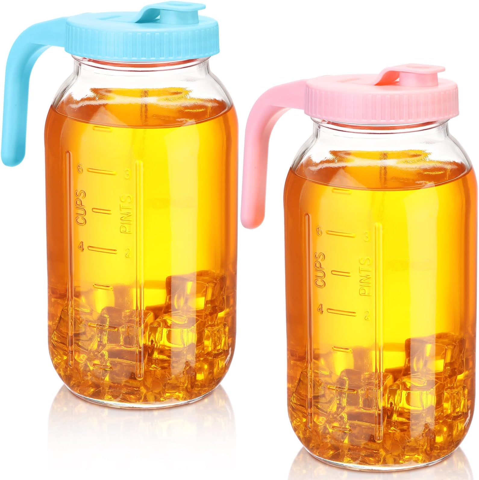 Amazon.com: Tanlade Set of 2 Glass Mason Jar Pitcher with Lid 64 oz Sun ...