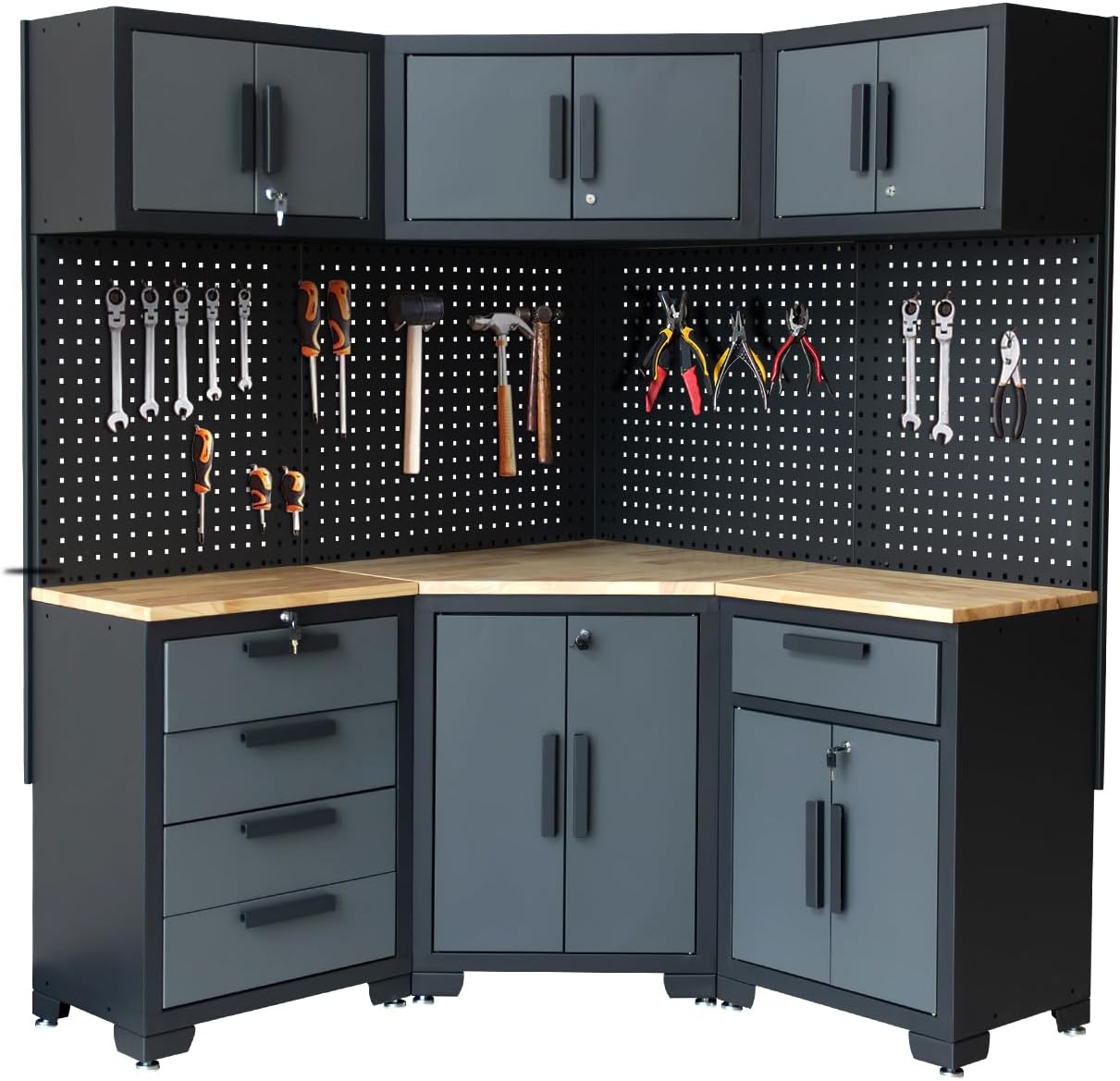 Amazon.com: HPDMC Garage Storage Cabinet System 9-Pcs Workshop Set ...