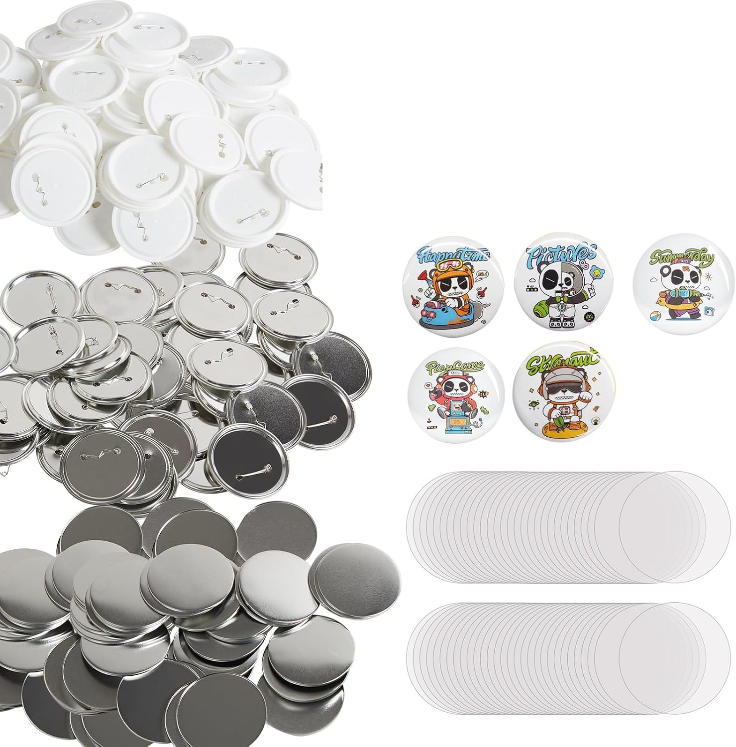 VEVOR 200 Sets 3 inch 75mm Pin Back Button Parts, DIY Round Button ...