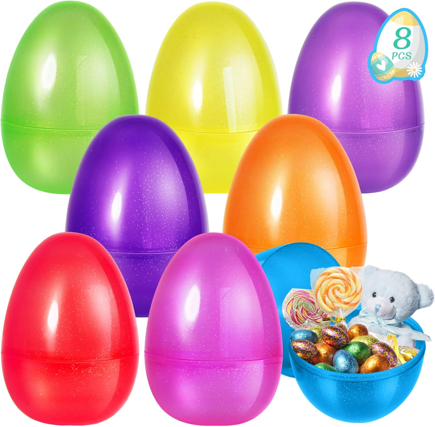 Amazon.com: 8 PCS Jumbo Easter Eggs, 10" Large Plastic Easter Eggs for ...
