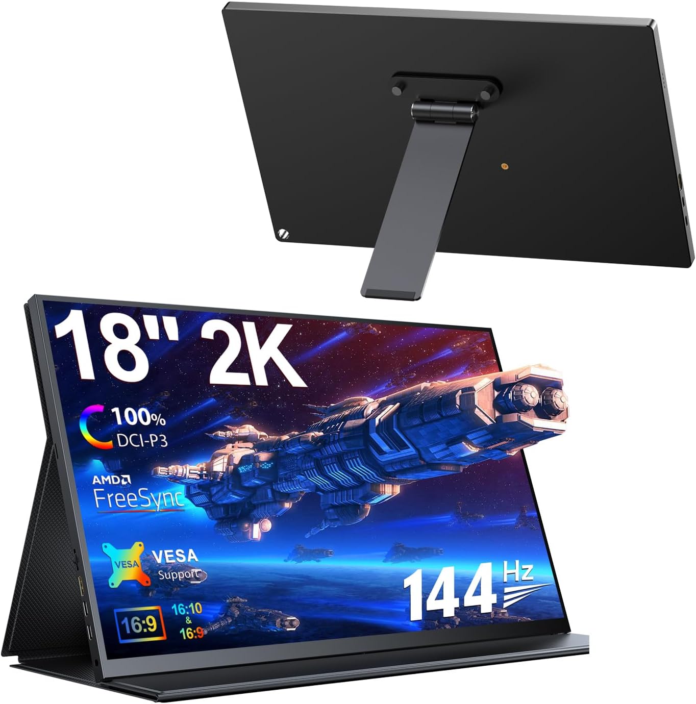 Amazon.com: Newsoul 18 inch 2K 144Hz Portable Gaming Monitor with ...