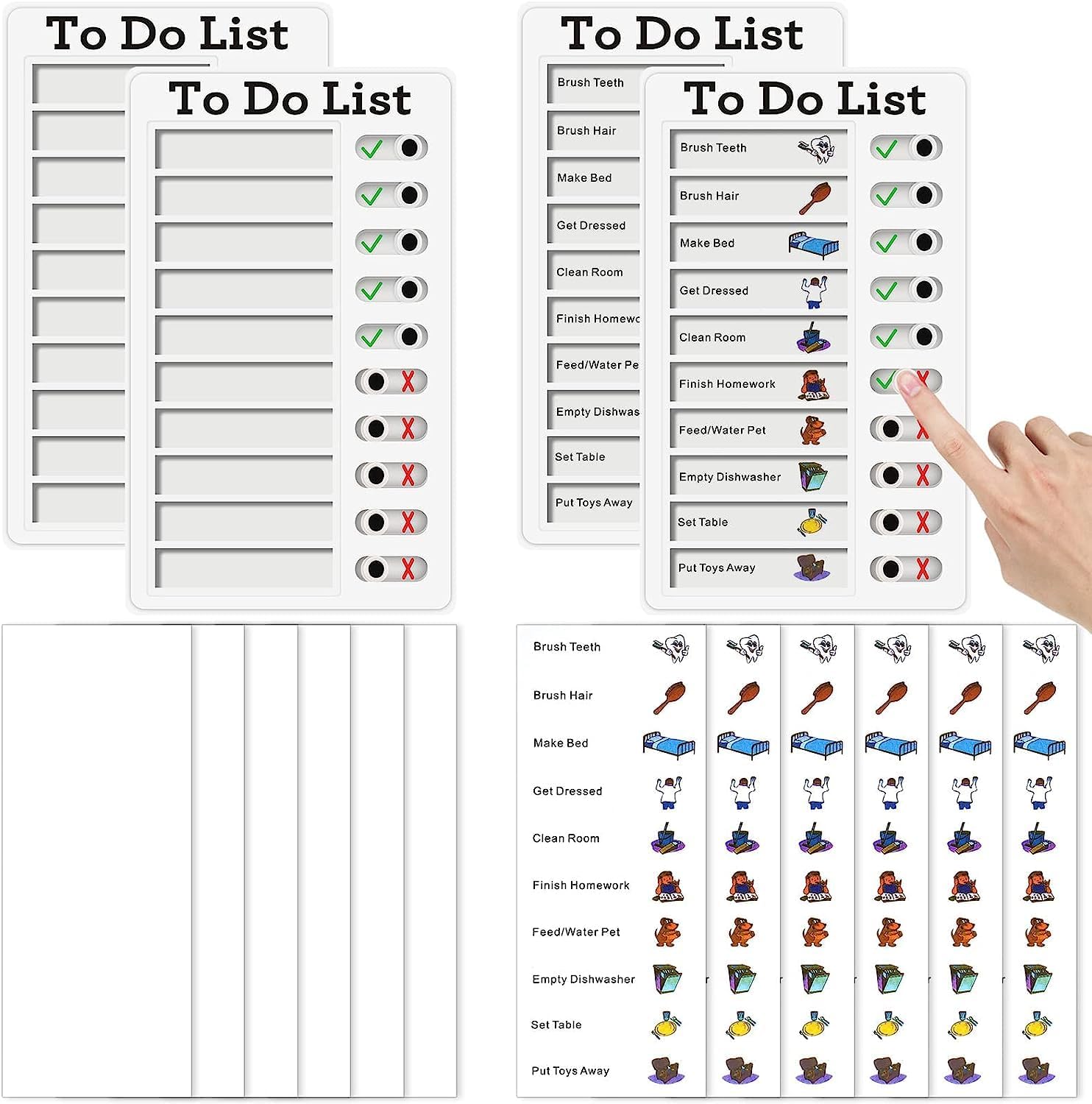 4 Pcs Chore Chart for Kids, Portable Chores Checklist Task Board Reward, Plastic Checklist Board ...