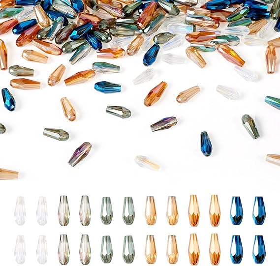 Amazon.com: Magibeads 120Pcs Glass Teardrop Beads 10x4mm Vertical Hole ...