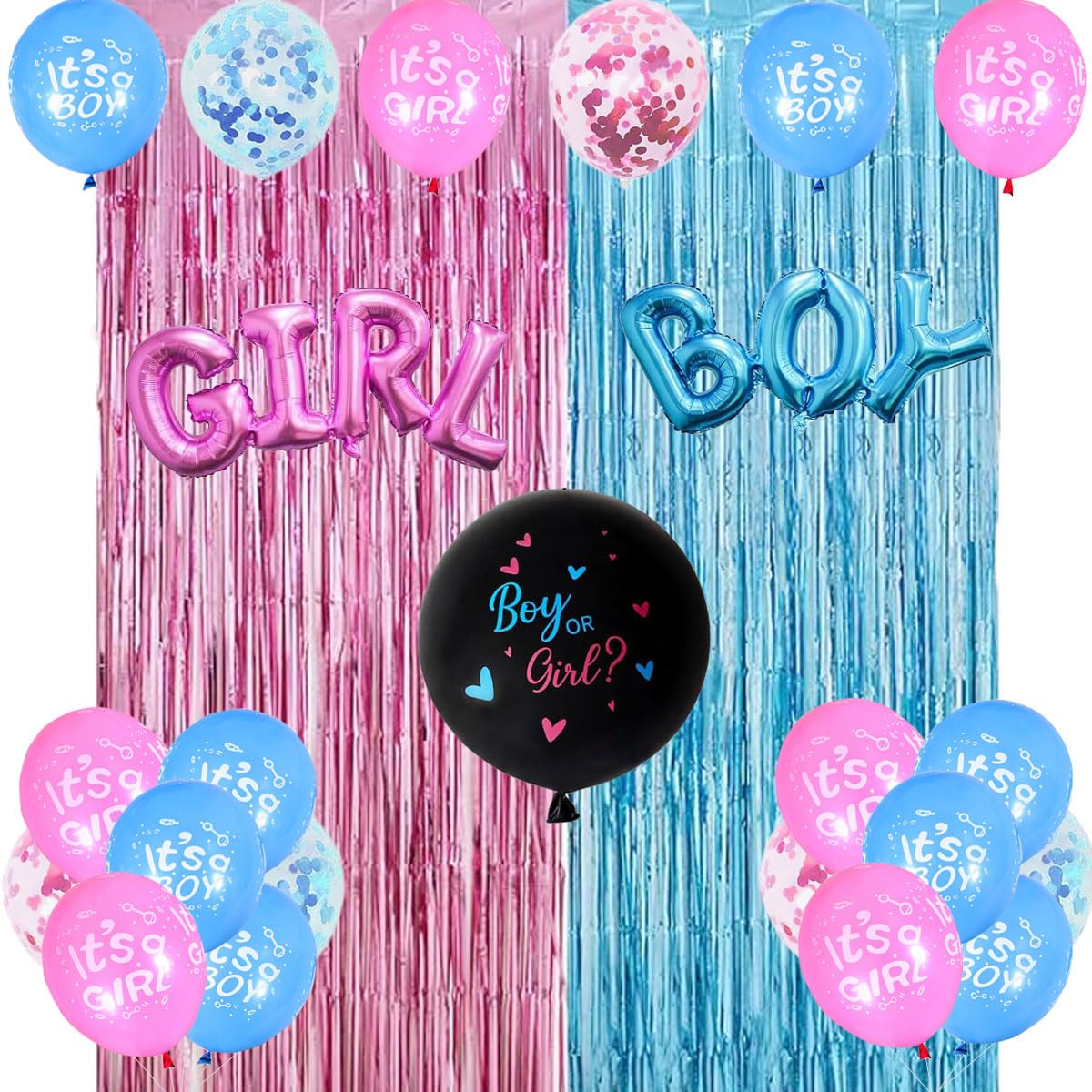 Amazon.com: Wiletasz Boy Or Girl Gender Reveal Decorations, Baby Gender ...