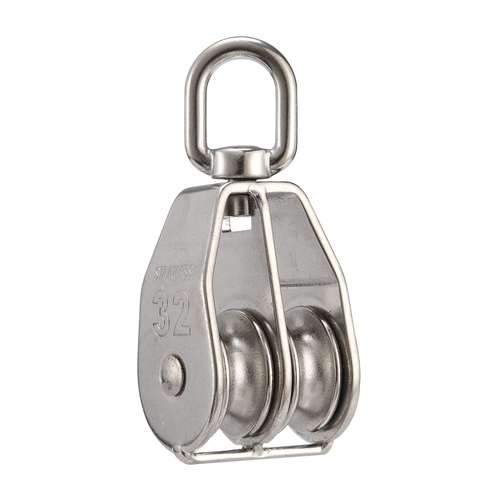Buy 32mm Double Wheel Swivel Pulley Block in 304 Stainless Steel M32 ...