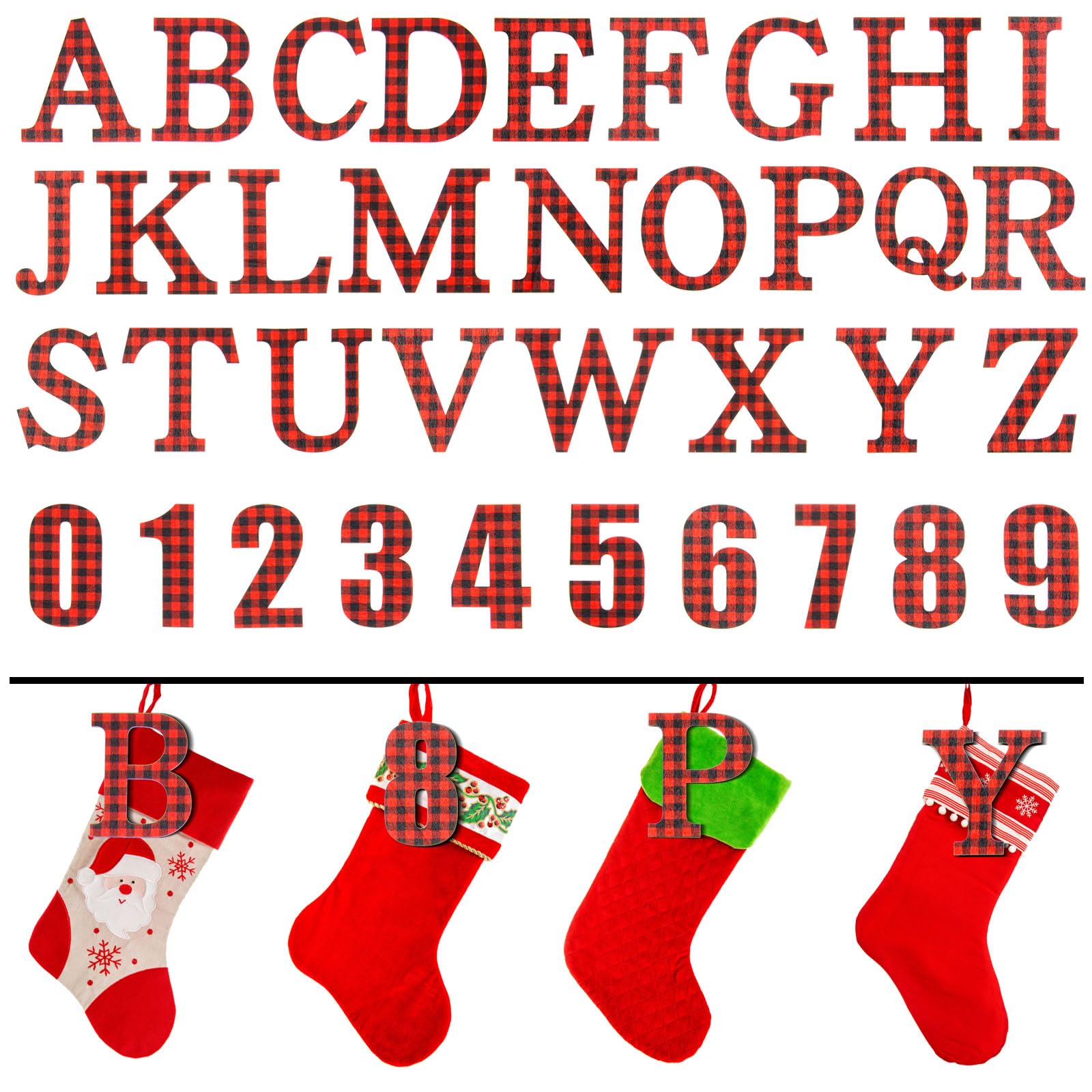 Snapklik.com : 124 Pcs Christmas Stocking Letter Numbers Tags ...