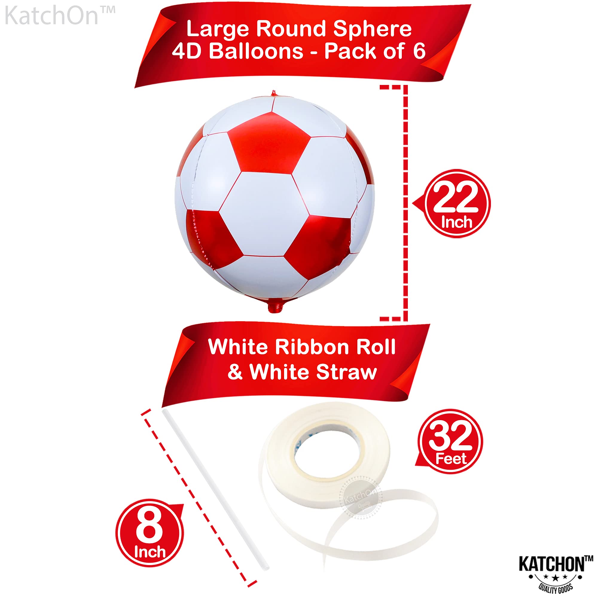 Snapklik.com : Huge 22 Inch Red Soccer Balloons - Pack Of 6, Soccer ...