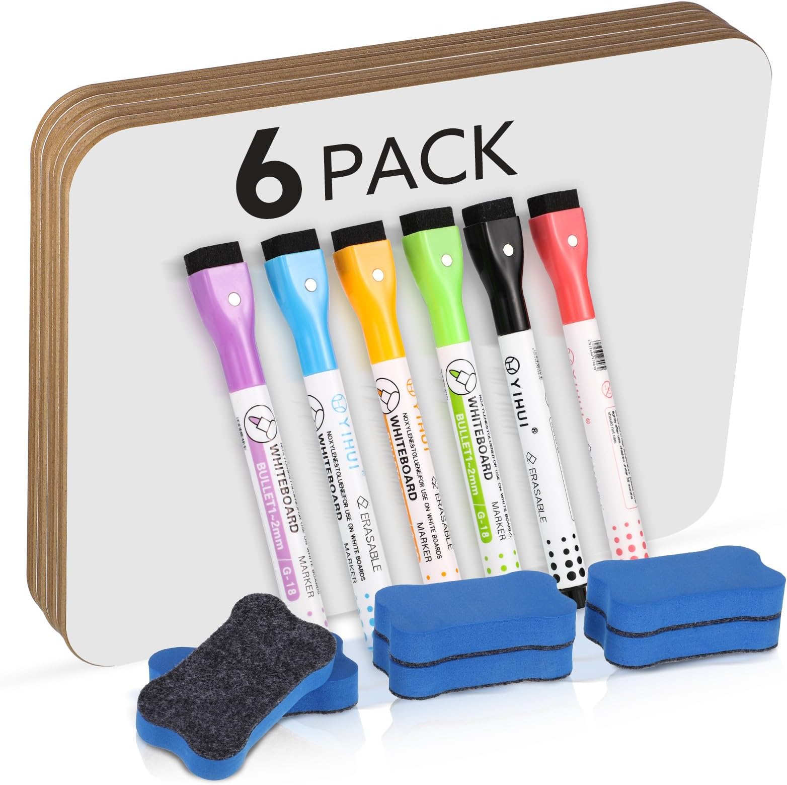 6 Pack Small Dry Erase White Board, 22.5 * 30cm Double Sided Whiteboard ...