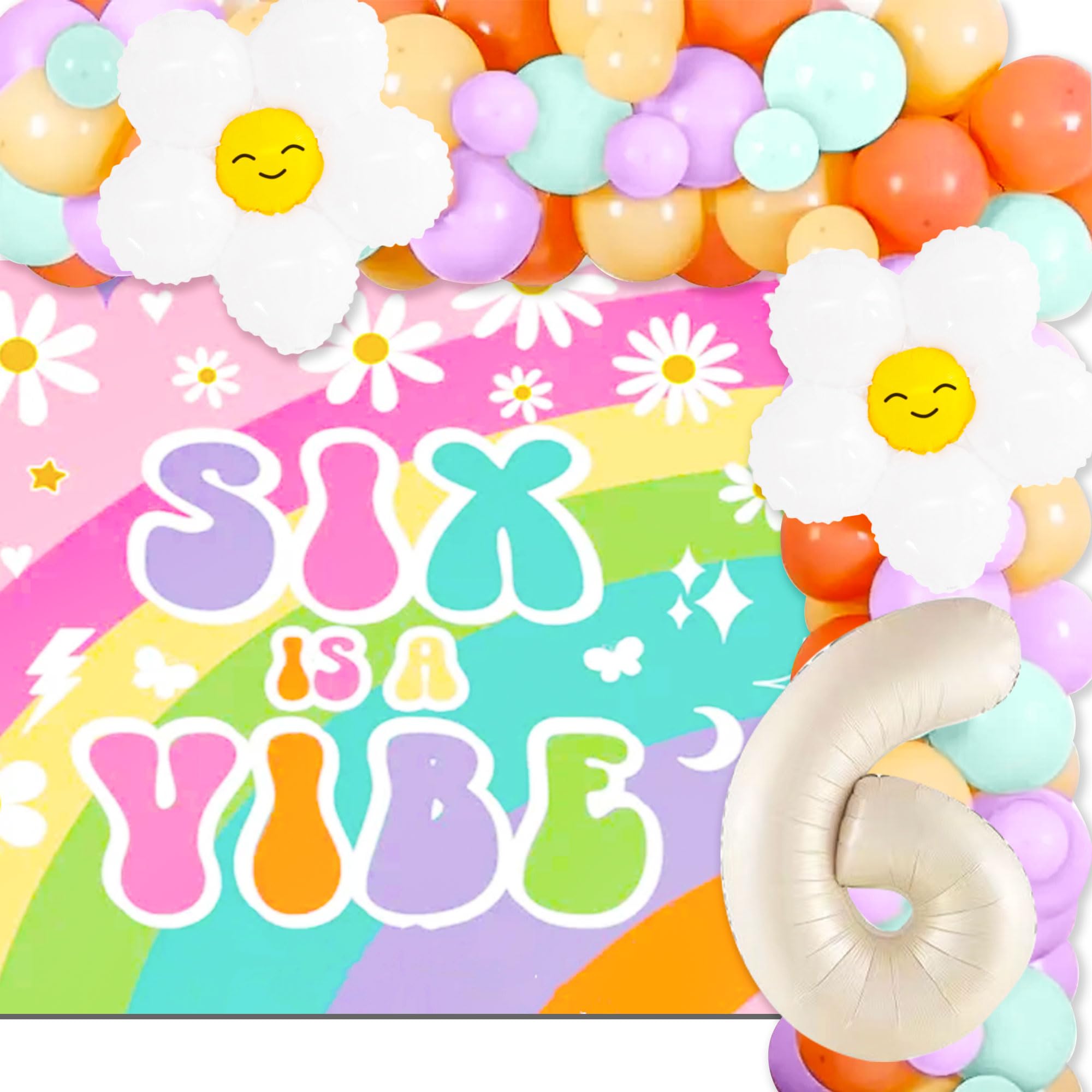 Amazon.com: JeVenis Six Is A Vibe Birthday Party Decorations Backdrop ...