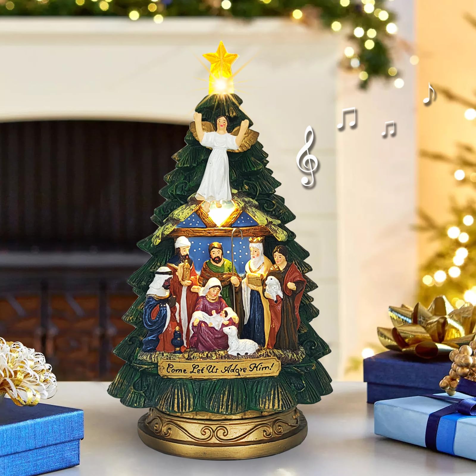 Amazon.com: SUNNYPARK Christmas Nativity Music Box Prelit Musical ...