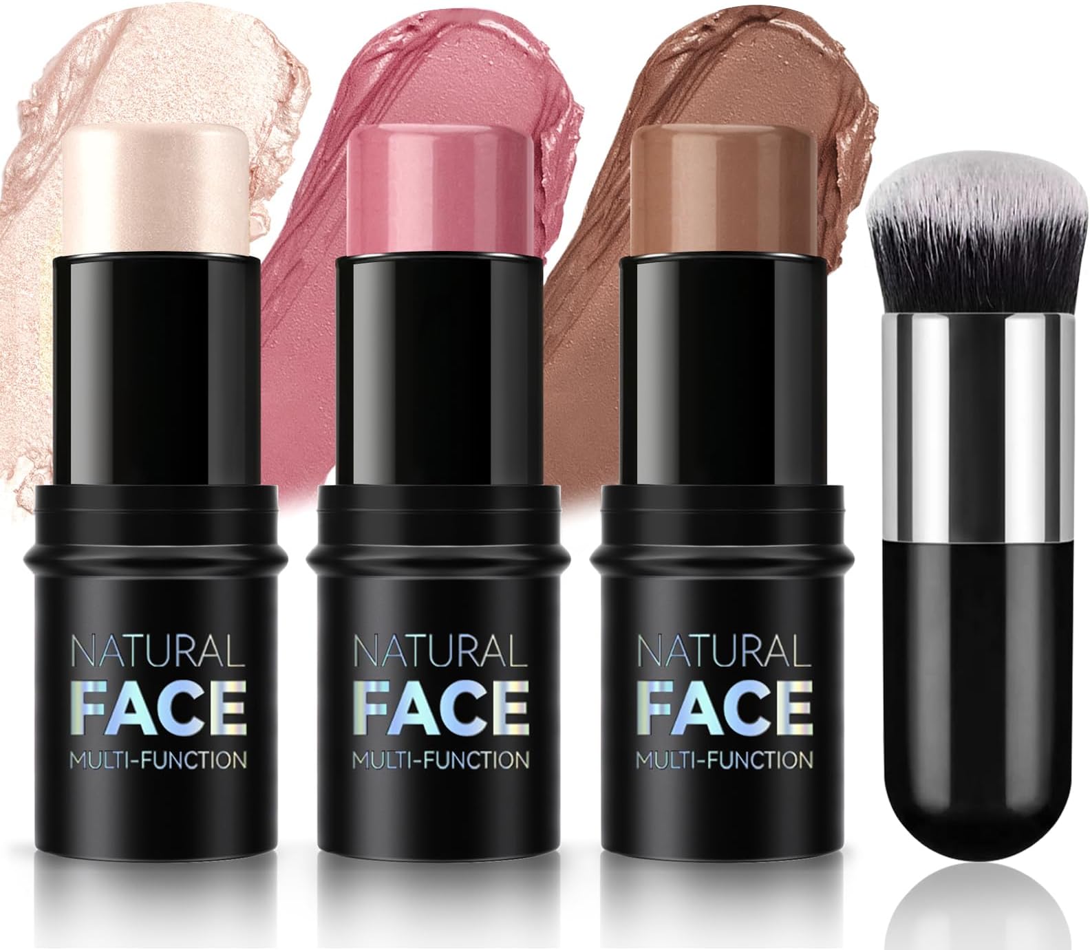 Amazon.com: 3 Pcs Contour Highlighter Blush Sticks with Brush, Shades ...