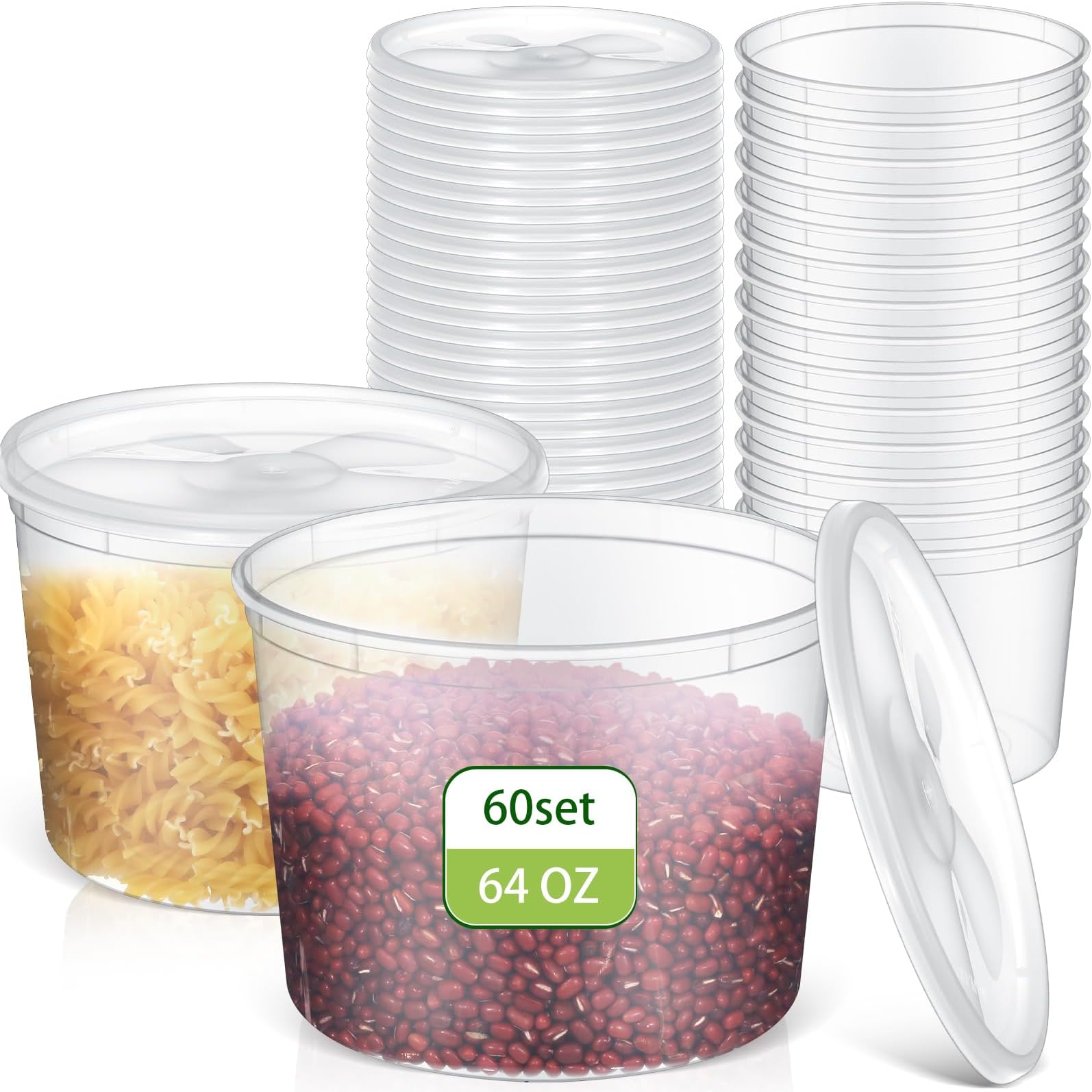 Amazon.com: Fonteme 64 oz Deli Plastic Food Storage Containers with ...