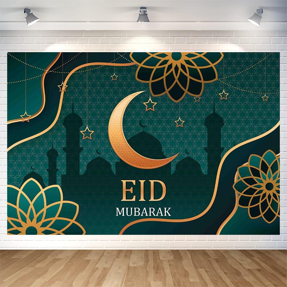 Amazon.com : Green Ramadan Decoration Green Ramadan Kareem Backdrop ...
