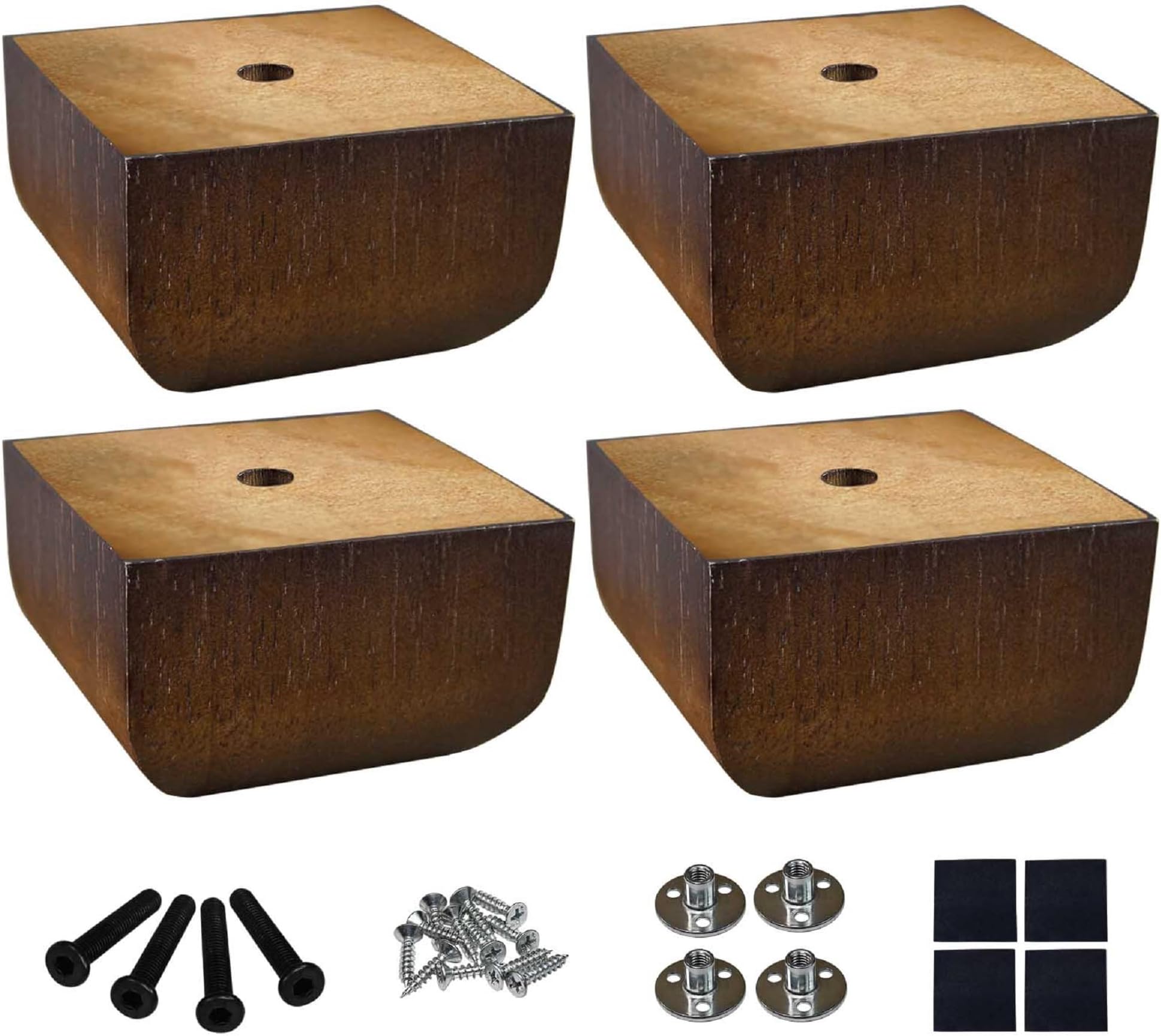 Amazon.com: Btibpse Wooden Furniture Legs 3'' Unfinished Bun Feet for ...