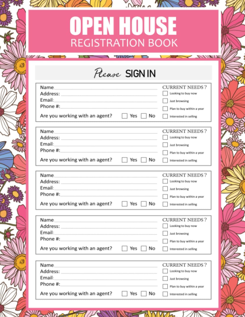 Open House Registration Book: Up To 500 Unique Entries | Realtor Broker ...
