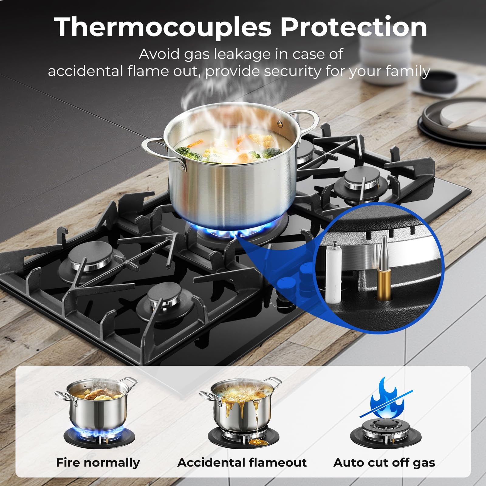Snapklik.com : Gas Cooktop 30 Inch, Amzgachfktch 5 Burners Propane ...