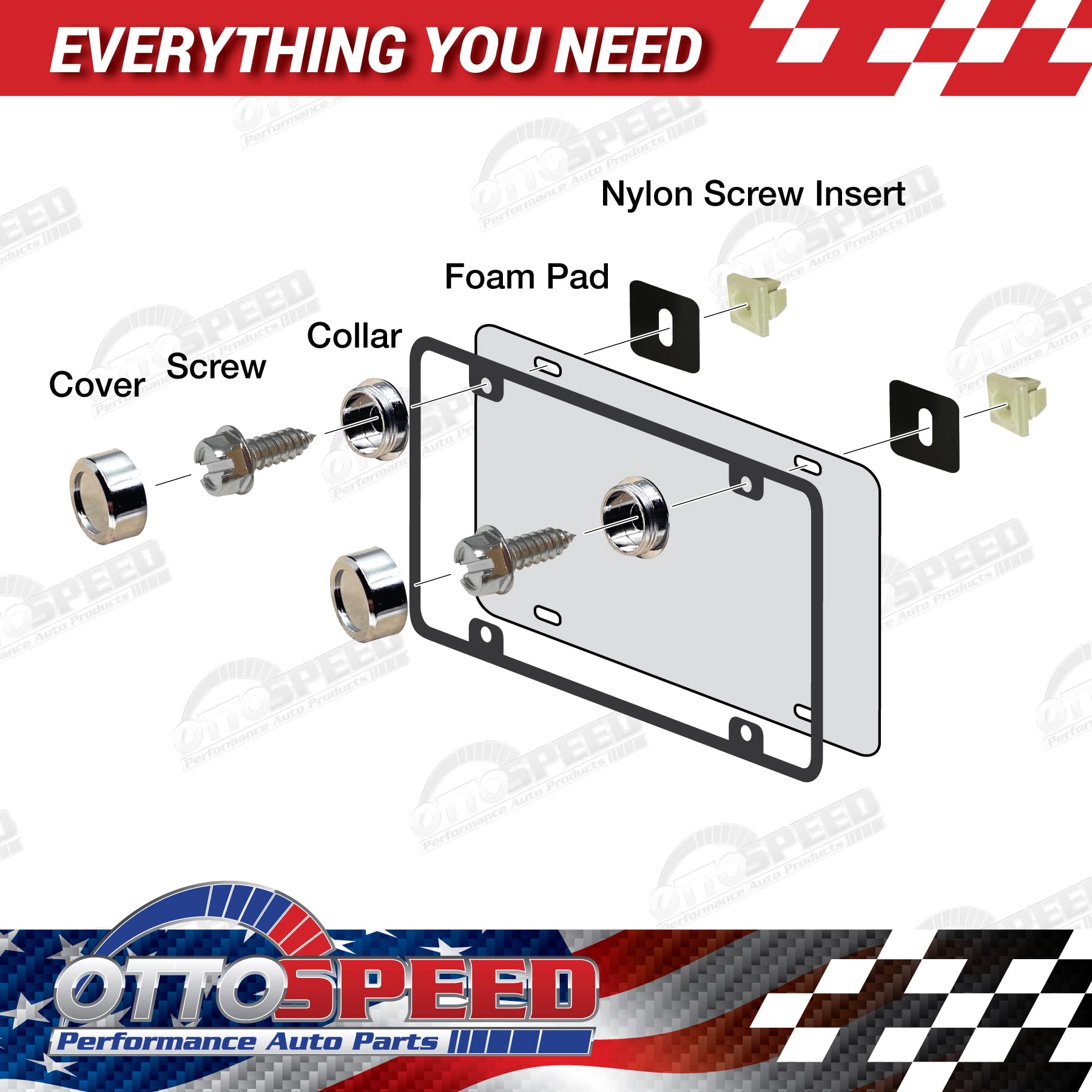 Snapklik.com : License Plate Screw Fastener Kit - Chrome, Complete ...
