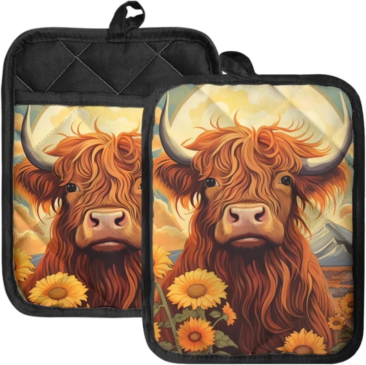 Amazon.com: WELLFLYHOM Highland Cow Pot Holders Non Slip Hot Pads Fall ...