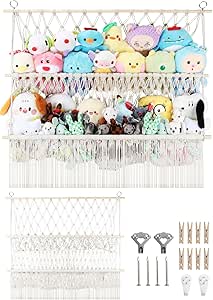 Amazon.com: 2 Tier Stuffed Animal Storage Shelf Net, 35x30'' Large ...