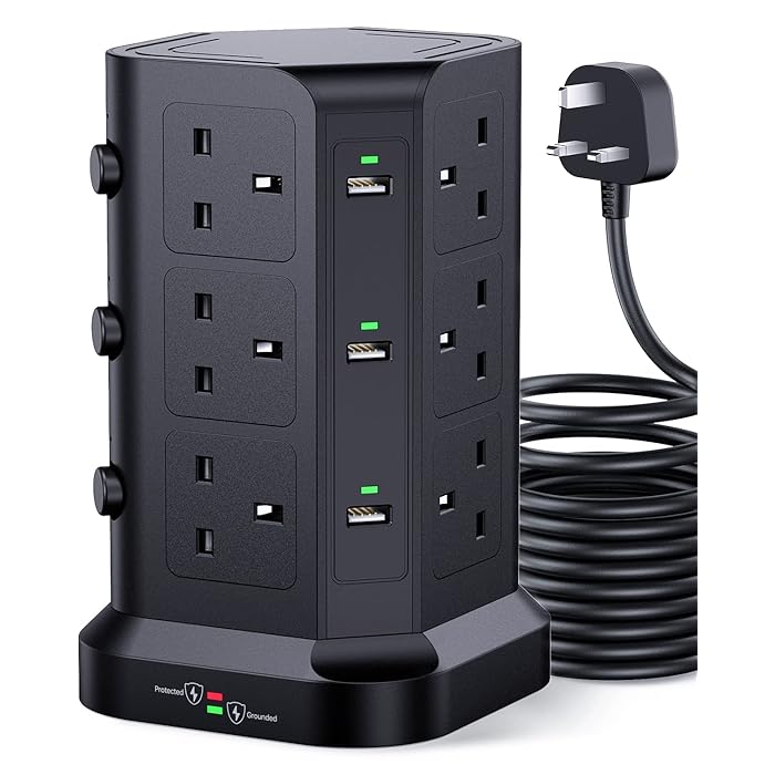 Buy Tower Extension Lead With 5M Cable by KOOSLA, [13A 3250W] Surge ...