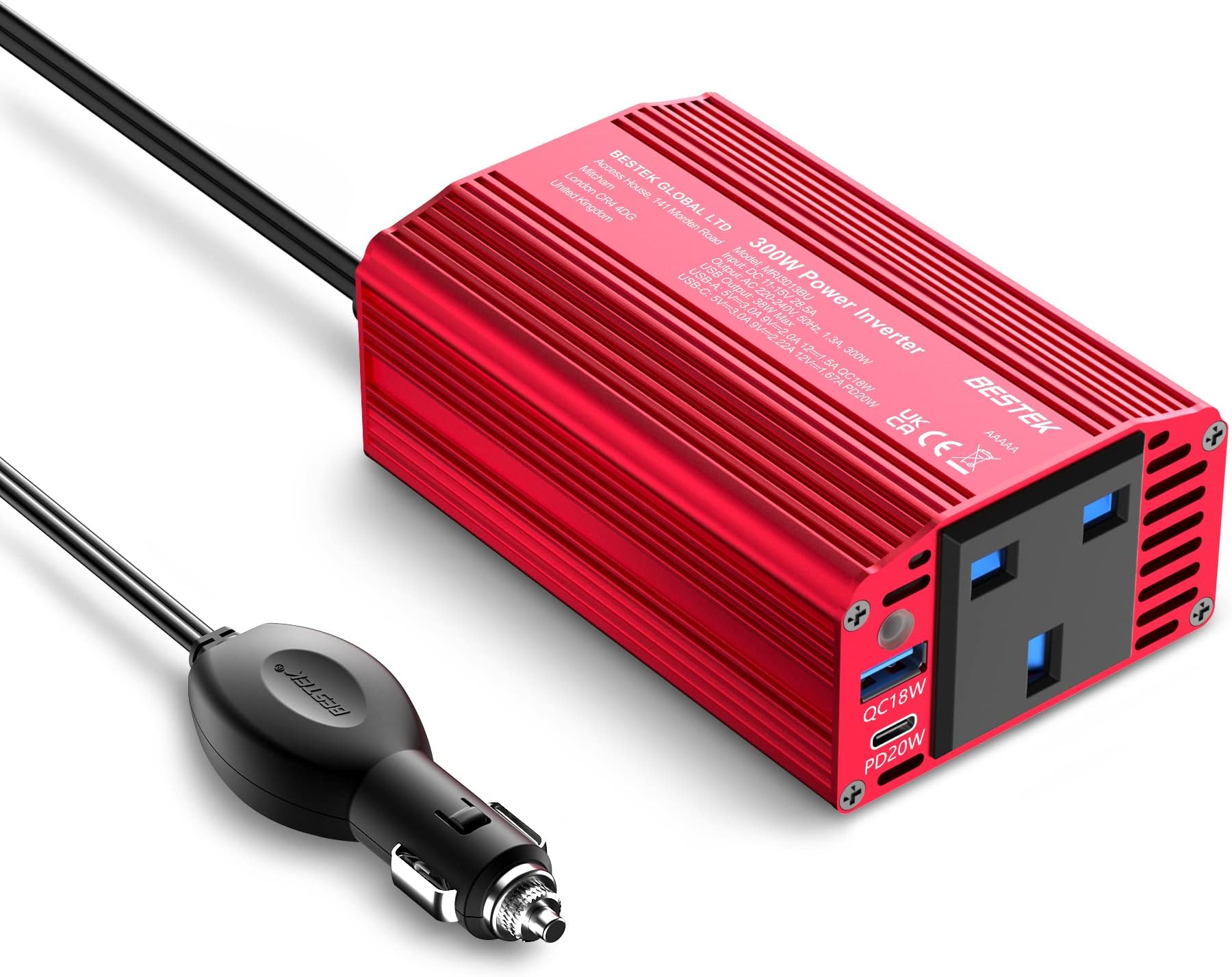 BESTEK Power Inverter 12V to 240V 300W Car Voltage Converter ...