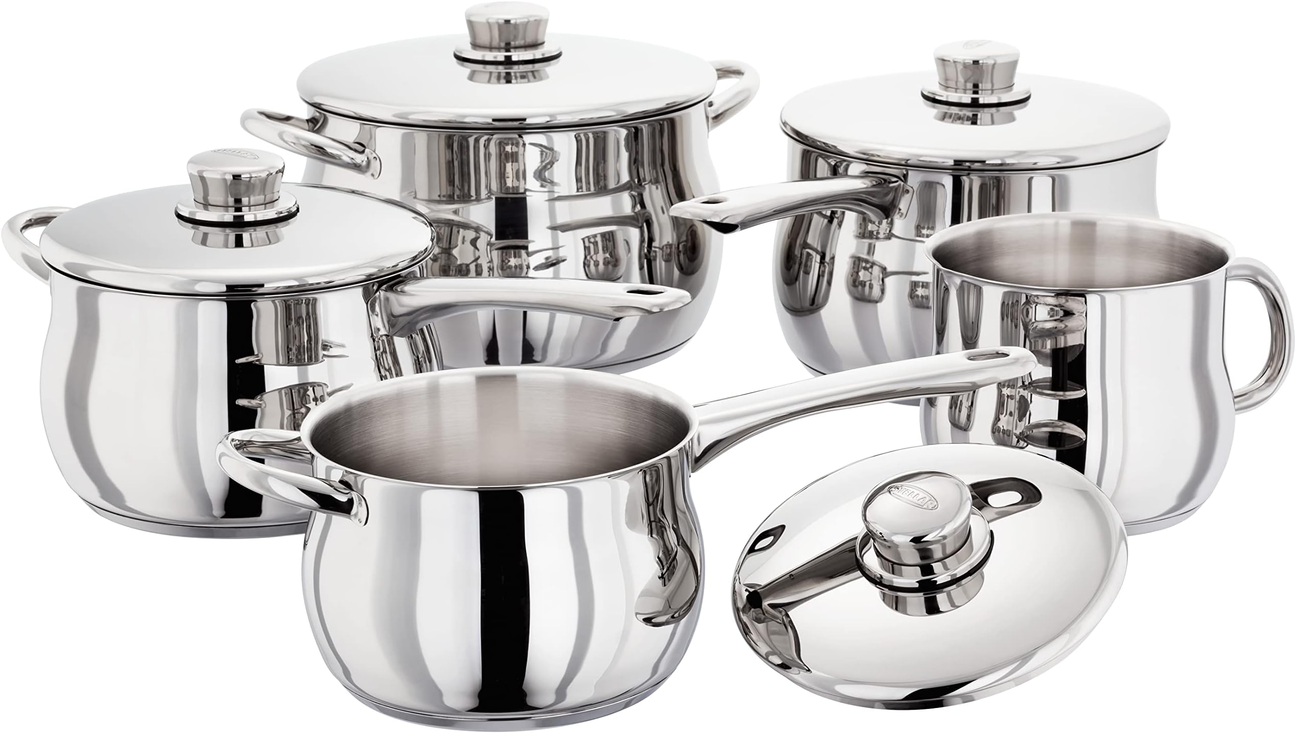 Stellar 7000 S7F4 Set of 5 Stainless Steel Pans 28cm 7.5L Stockpot ...