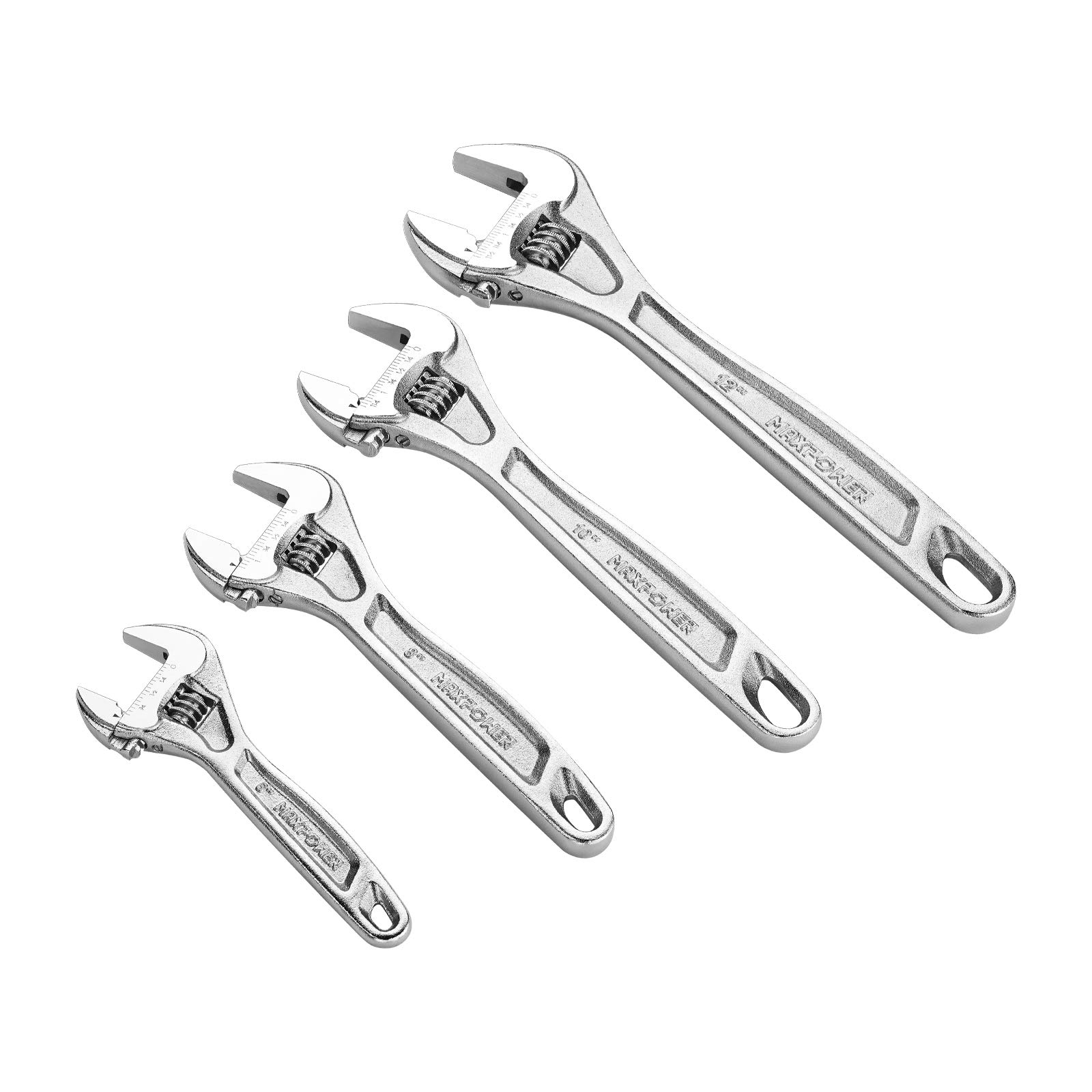 MAXPOWER 4PCS Adjustable Wrench Set, Heavy Duty Shifter Movable Spanner ...